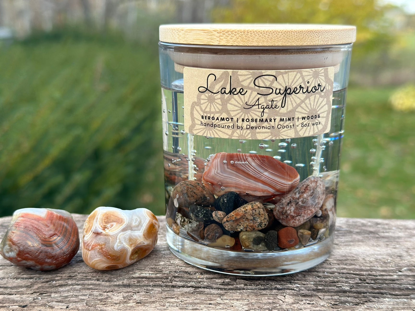 Double Wick Lake Superior Agate Gel Candle – DevonianCoast